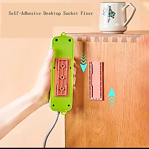 Self-Adhesive Desktop Socket Fixer, 2023 New Self Adhesive Power Strip Holder, Desktop mountable Plug-in Socket Fixer Bracket Stand, Cable Management Punch Free Surge Protector (D*4PCS)