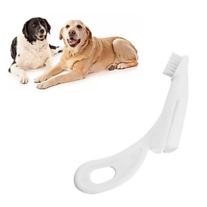 VINGVO Dog Toothbrush, Cat Toothbrush, Nylon Bristle Cat Finger Toothbrush Soft Ergonomic Handle Dog Tooth Brush Pet Toothbrush Teeth Whitening Pet Supplies (White)