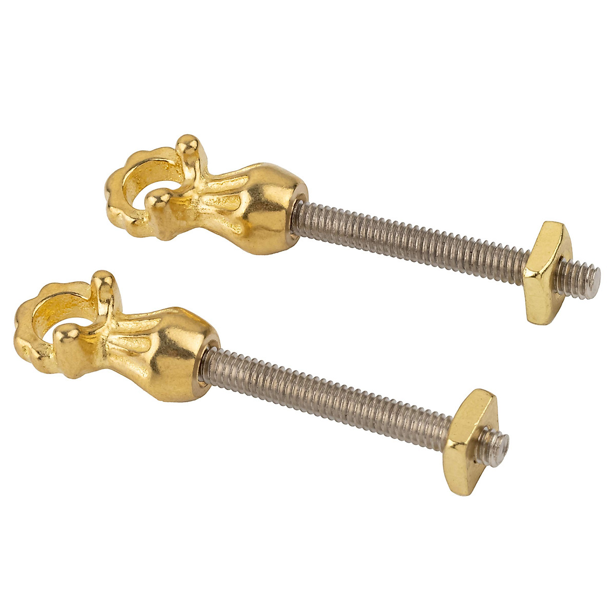 Fancy Brass Eye Bolts with Nuts for Bail Pull Mounting - Pack of 2 - Screw Eye Hook - Antique Eyelet Screw | FB2-B