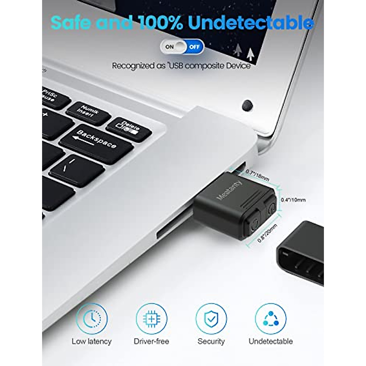 Meatanty USB Mouse Jiggler Tiny Undetectable Mouse Mover with Separate Mode and ON/OFF Buttons,Digital Display and Protective Cover,Supports Multi-Track,Driver-Free,Plug-and-Play Keeps PC Awake(2 Pcs)