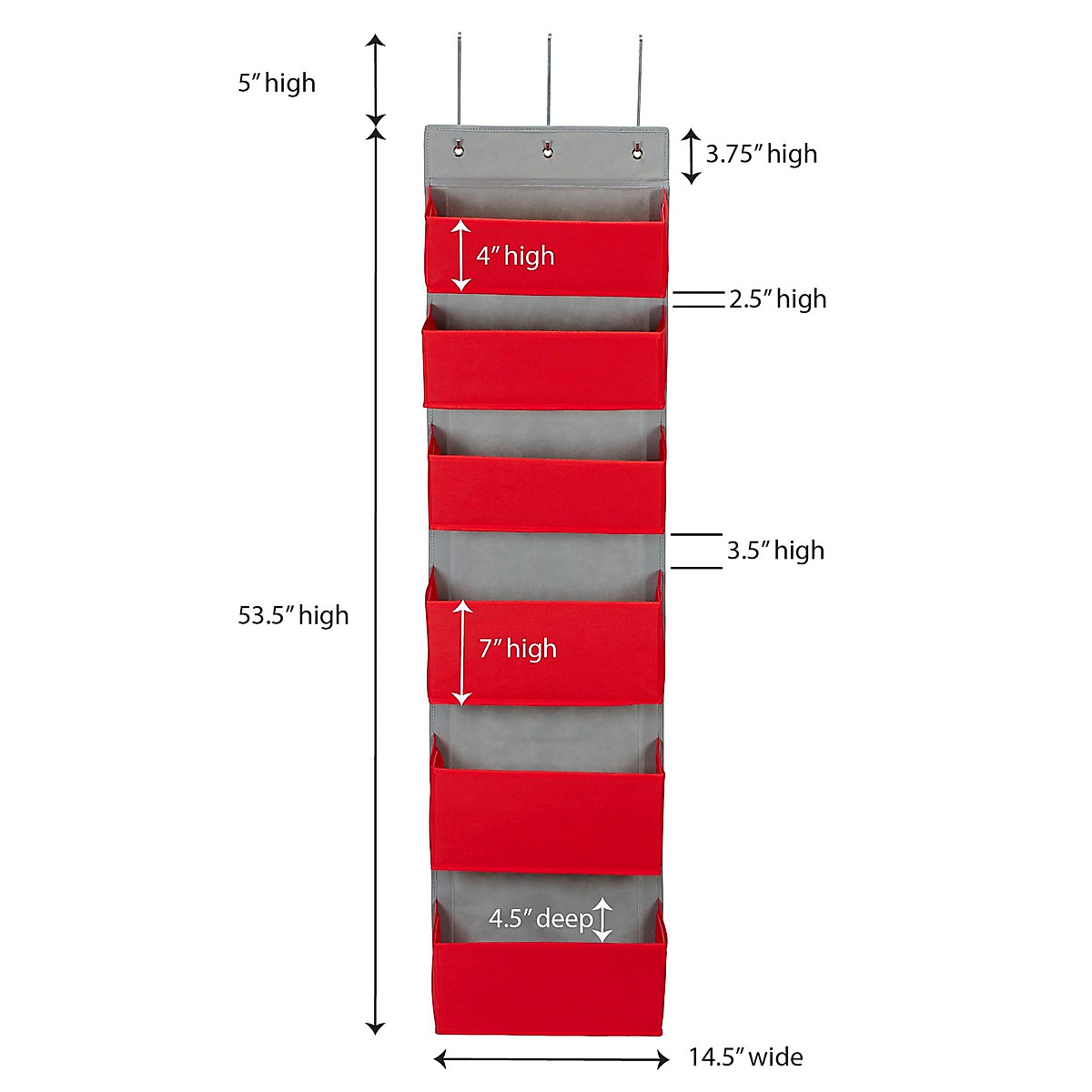 Household Essentials 2169-1 Over-the- Over-the-Door Organizer, Red