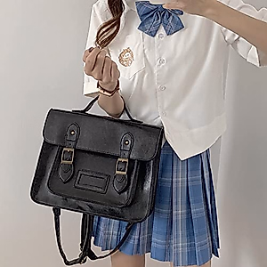 CUSALBOY Wednesday Aesthetic Backpack For Teens Y2K Gothic Preppy Backpack Japanese Leather Book Bag Wensday Backpack (black)