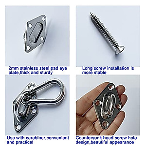 2 Sets Heavy Duty Hammock Hanging Kit,Stainless Steel Hammock Stands for Wall Ceiling Mount,Wall Ceiling Hook for Tree Swing Rope Hammock Chair Yoga Hardware Kit Hanging Hooks,Shade Sail Hardware