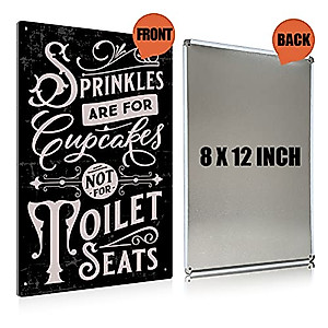 Retro Bathroom Sign Funny Metal Tin Sign Wall Decor - Farmhouse Bathroom Quote Sign for Toilet Restroom Home Decor Gifts