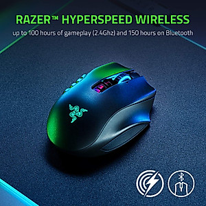 Razer Naga Pro Wireless Gaming Mouse: Interchangeable Side Plate w/ 2, 6, 12 Button Configurations - Focus+ 20K DPI Optical Sensor - Fastest Gaming Mouse Switch - Chroma RGB Lighting (Renewed)