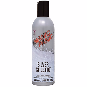 MANIC PANIC Silver Stiletto Toning Shampoo - Sulfate Free Purple Shampoo For Pale, Platinum Blondes, Grey, Blue, And Purple Hair Color - Tones Brassiness (8oz)