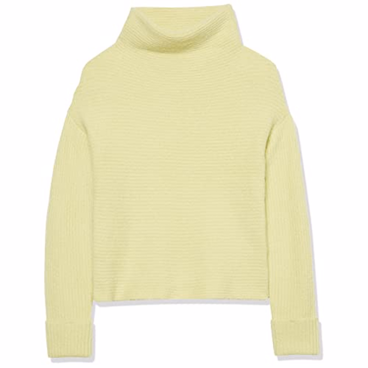 Daily Ritual Women's Cozy Boucle Horizontal Knit Long-Sleeve Mock Neck Sweater, Bright Olive Green, X-Small