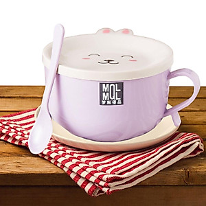 Harrod Soup Cups With Handles | Cute Rabbit Stainless Steel Bowl With Lid Cartoon | Bowl With Lid Insulated Cutlery Stainless Steel Microwave And Dishwasher Safe for Pho Udon Soba Noddle