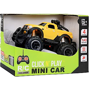 Click N' Play Remote Control Car, Mini Pickup Truck, Rock Crawler Radio Control Vehicle, Brown/a