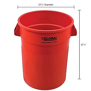 Global Industrial 32 Gallon Garbage Can, Red, No Lid