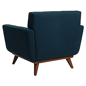Safavieh Couture Home Opal Mid-Century Dark Teal Linen Tufted Arm Chair