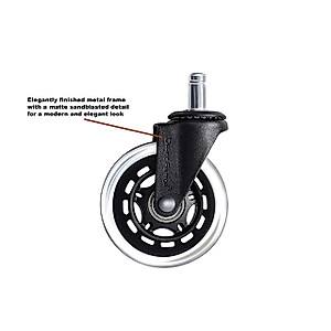 Office Factor Office Chair Wheels, Set of 5 Heavy Duty Chair Wheels, Hardwood Floor Safe, Replacement Wheels for Office Chair, Modern Style, Universal Fit, Suitable for All Flooring and Carpet