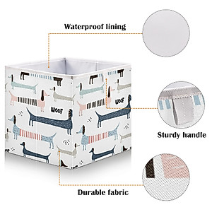 KEEPREAL Cute Navy Blue Dachshund Basket Bin Large Storage Basket Toy Basket Cube Storage Basket Clothes Basket Decorative Basket for Home Office