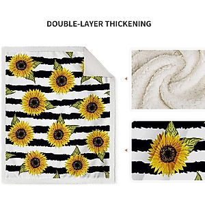 Jekeno Sunflower Sherpa Blanket Print Cozy Lightweight Durable Bed Couch Blanket for Kids Women Gift 50"x60"
