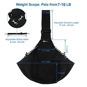 Upgraded Hands-Free Dog Sling Carrier - Reversible, Adjustable, with Pocket, Puppy Sling, Suitable for Dogs up to 15LB, Great for Travel and Daily Outings