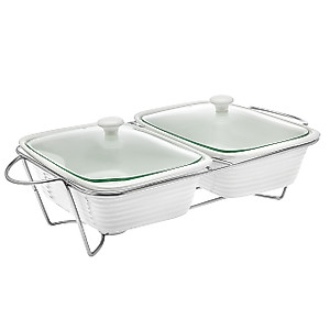 Godinger Oven to Table Double Baker Pan Holder Casserole Roasting Dish - 3qt