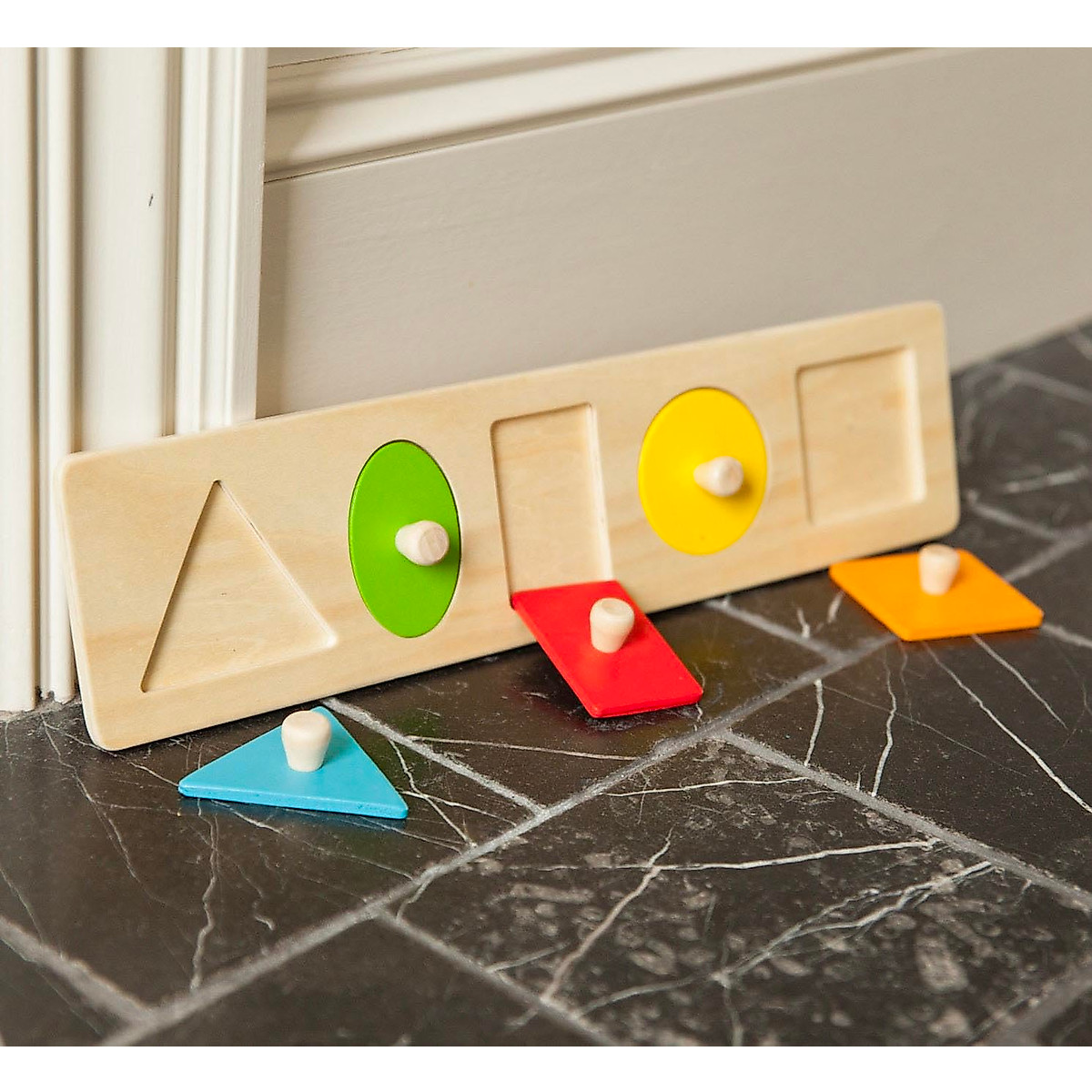 Fat Brain Toys Let's Learn Shapes! Wooden Puzzle - Classic Shape-Sorting for Preschoolers