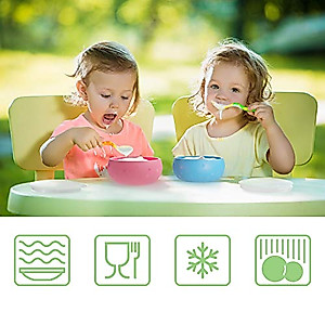 Bakerpan Silicone Toddler Feeding Bowl with Lid for Food and Snacks On The GO (Blue)