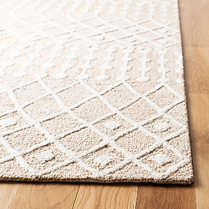 SAFAVIEH Blossom Collection Area Rug - 9' x 12', Beige & Ivory, Handmade Moroccan Wool, Ideal for High Traffic Areas in Living Room, Bedroom (BLM115B)