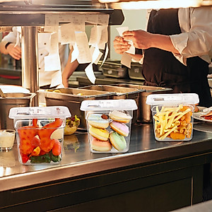 Geetery 12 Pack 1/9 Size 6'' Deep Polycarbonate Food Pan with Lid Clear Stackable Plastic Pan Restaurant Food Storage Containers with Hinged Lids for Hotel Supplies