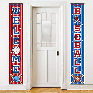Baseball Party Decorations Baseball Themed Birthday Porch Sign Welcome Door Hanging Banner Baseball Sports Porch Sign for Boy Kid Teenager Baby Shower Baseball Birthday Party Supplies 71 x 12 Inches
