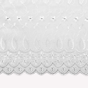 Daisy in Leaf 100% Cotton Embroidered Eyelet Fabric 42" Wide Sold by The Yard (White)
