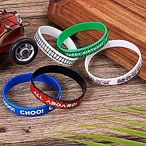 40 Pcs Train Rubber Bracelets Train Party Favors Railroad Traffic Rubber Wristbands Train Birthday Party Supplies Railway Silicone Bracelets Train Birthday Party Decor for Kids Girls Boys Birthday