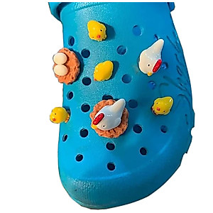 7Pcs 3D Chicken Shoe Decoration Charm! Cute Farm Animals Pins For Clog Sandals Shoes! Cartoon Shoe Accessories For Kids Girls Boys Party Favors Birthday Gifts!