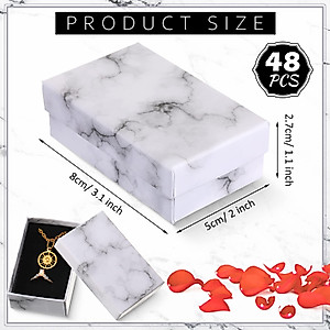 Thenshop Jewelry Gift Boxes Jewelry Packaging For Small Business Mini Cardboard Box Marble Gift Boxes For Bracelet Necklace Ring Wedding Birthday Mother Gift Wrapping (48 Pieces)