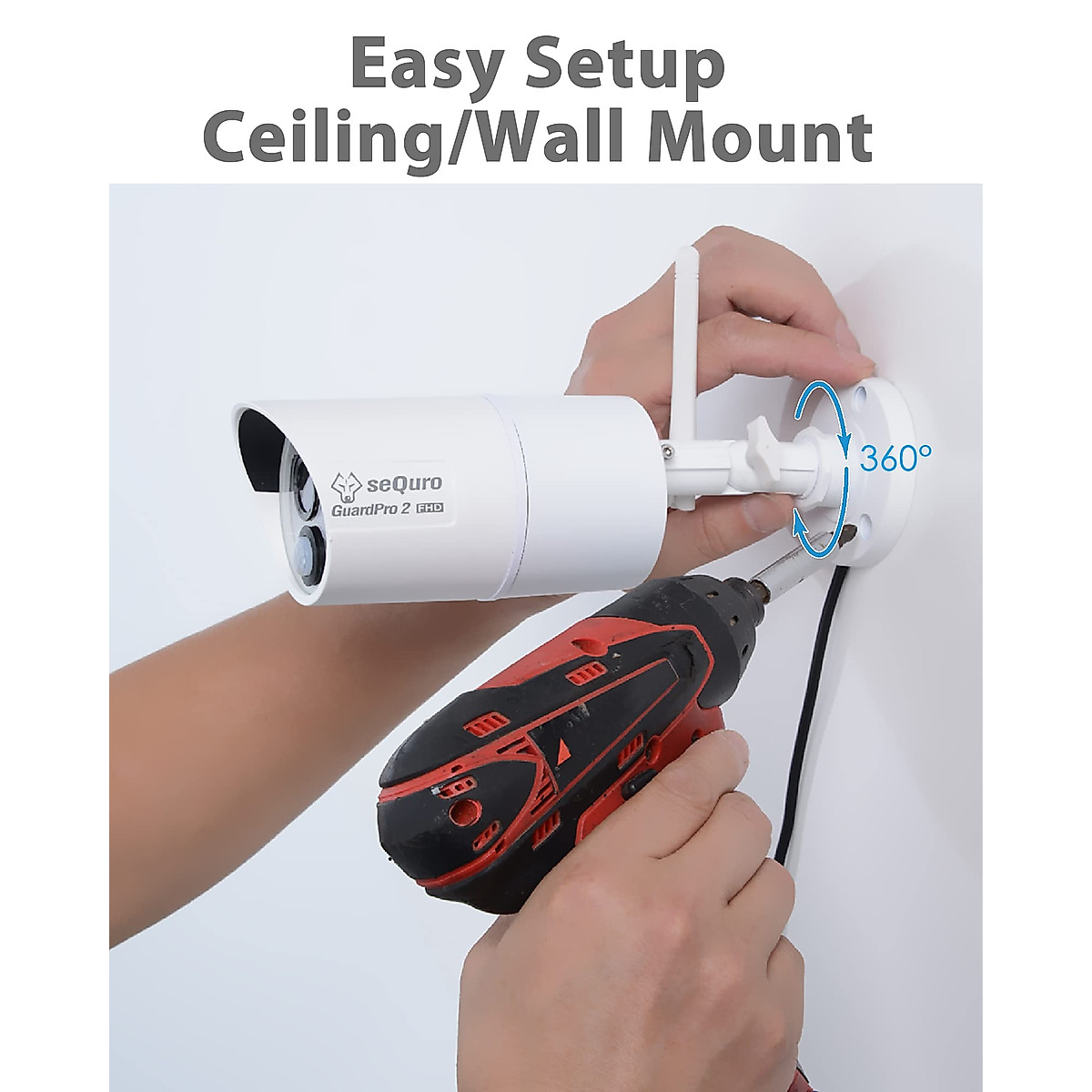 seQuro GuardPro2 DIY Surveillance-DVR-Kit with 2 Bullet Cameras 1080P Night Vision, Motion Detection, IP66 Waterproof for Front Door, Back and Side Doors, Garage and Driveway, Yard Monitoring