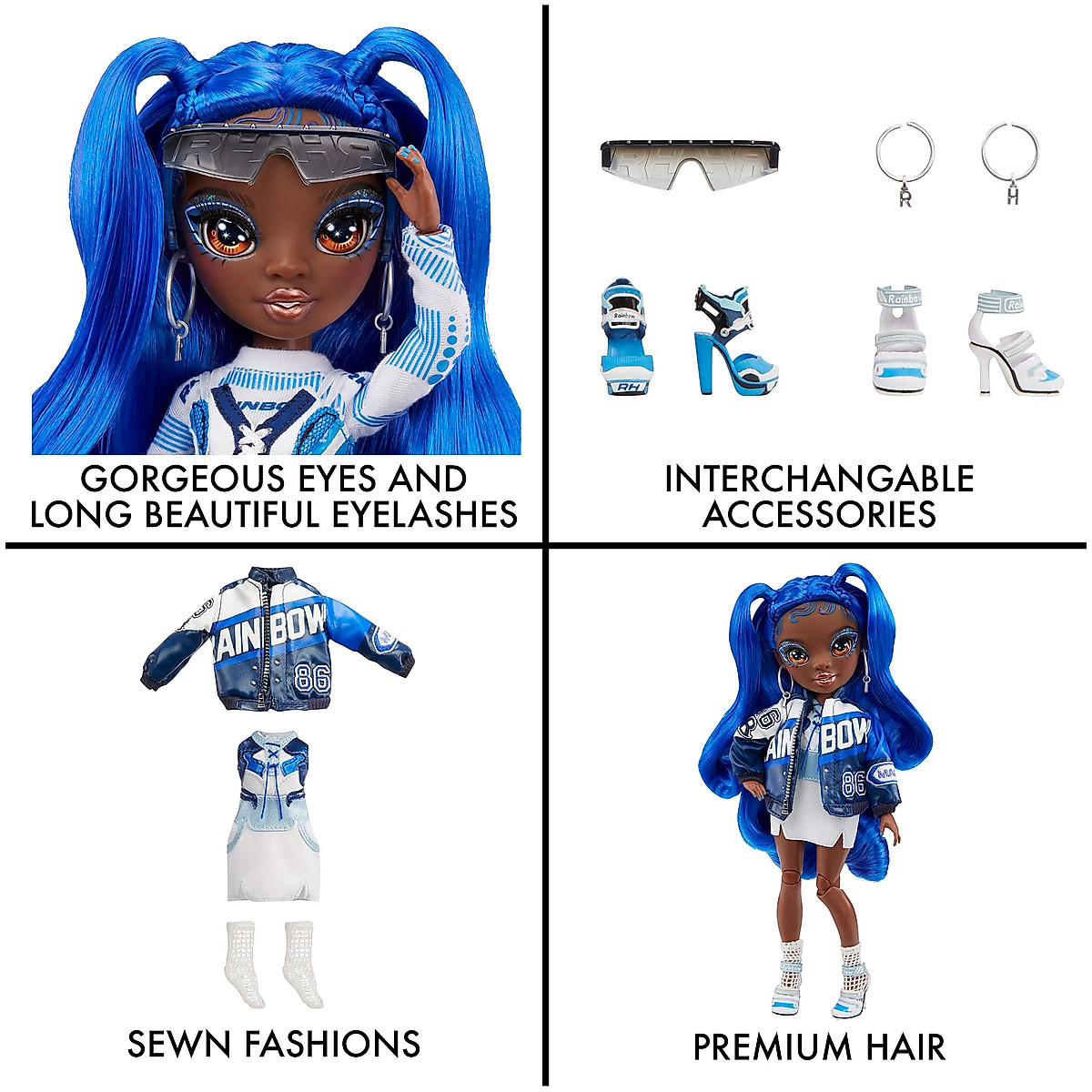 Rainbow High Coco Vanderbalt- Cobalt Blue Fashion Doll. 2 Designer Outfits to Mix & Match with Accessories, Great Gift for Kids 6-12 Years Old and Collectors