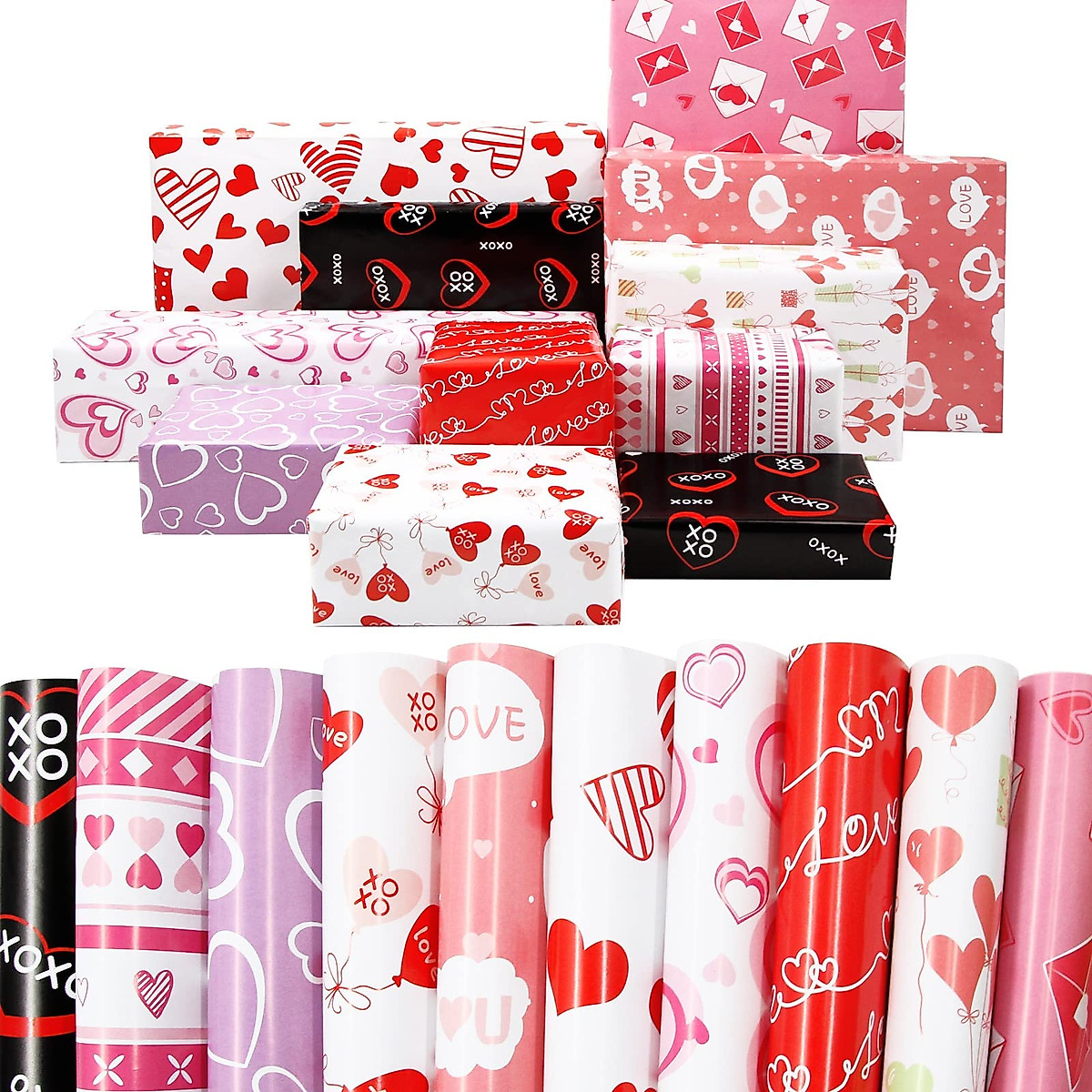 FANCY LAND 10 Sheets Valentine Wrapping Paper Sheets Wedding Valentines Day Gift Wrap Folded Large Sheets 20 X 28 Gift Decoration