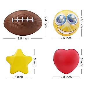 LovesTown 24 PCS Stress Balls Bulk, Sport Stress Balls for Adults Kids Foam Squeeze Balls Stress Relief Assorted Designs Treasure Box Toys for Party Classroom Students Prize