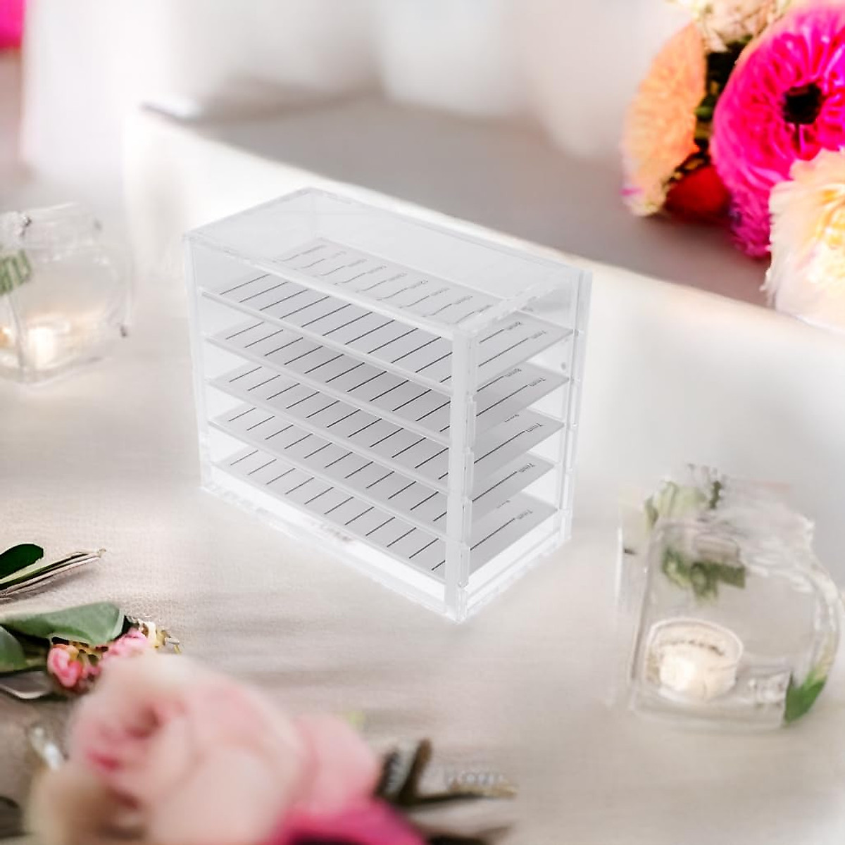 Cabilock 5 Box lash trays for lash extensions Eyelash curler portable Acrylic drawer false eyelash case artificial Organizer Storage eyelash container Storage Box household