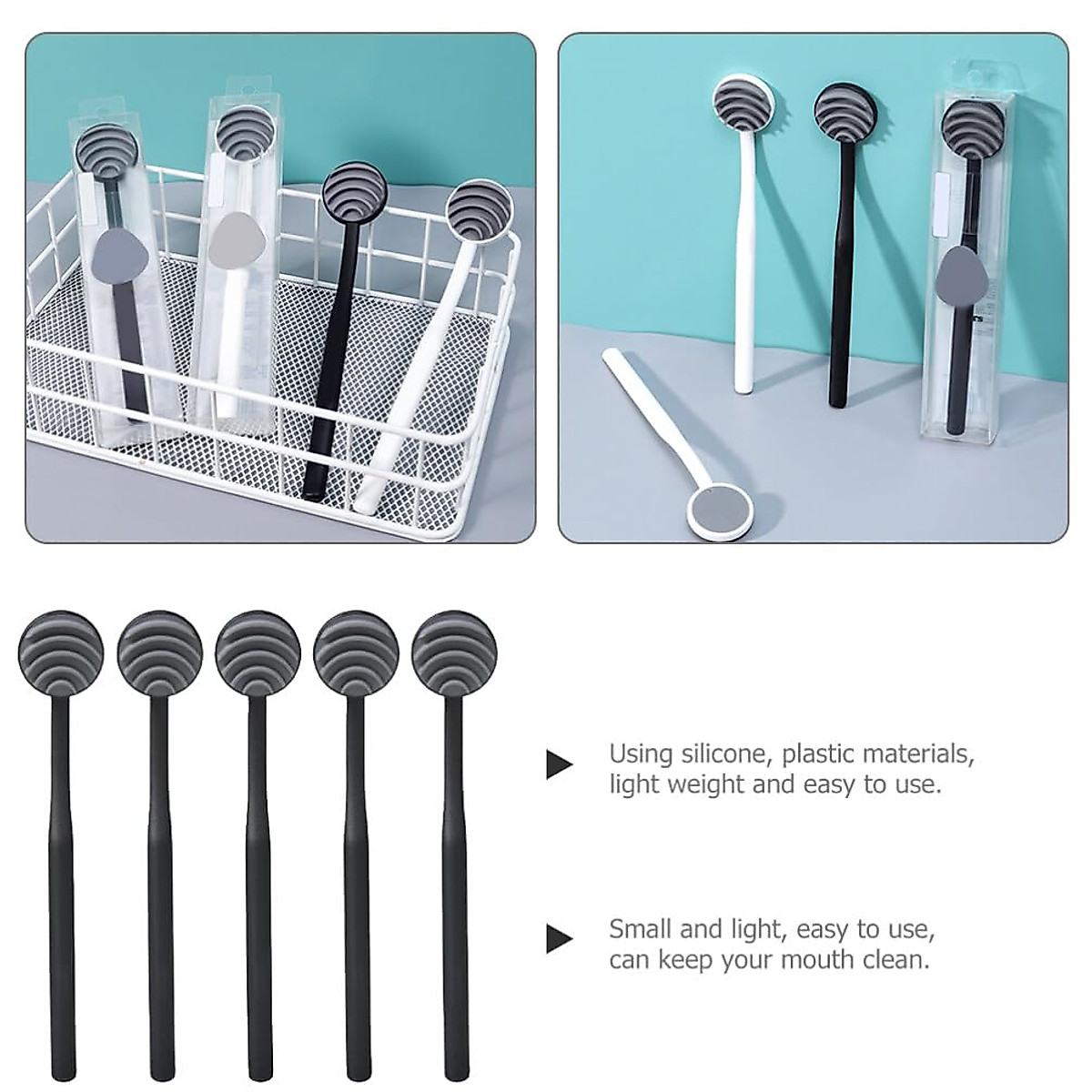 EXCEART 5pcs scraper tool silicone spatula cleaning brush household brush cleaners for adults breath freshening cleaners scrubber 2 in 1 gel cream plastic