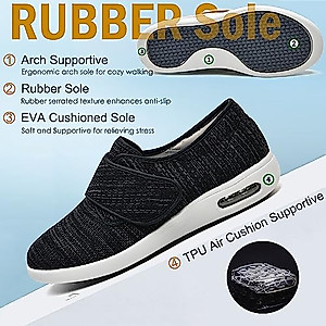 Womens Extra Wide Sneaker with Arch Support for Diabetic Swollen Feet Lymphedema Plantar Fasccitis Elderly Mother Shoes