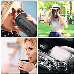 Coffee Mug 12oz - Insulated Coffee Travel Mug Spill Proof with Leakproof Lid Vacuum Stainless Steel Thermos Coffee Tumblers to GO, Reusable Coffee Cup for Men and Women for Hot & Cold Drinks (Black)