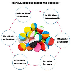 100 Pcs Silicone Wax Containers 3ML Multi Use Non Stick Wax Oil Storage Jars multicolour Food Grade