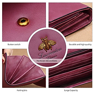 LAORENTOU Clearance Bifold Wallet Women Leather Clutch Purses Checkbook Card Wallets for Women Lady Wallet Zip Around Wallet