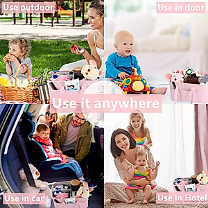 QiANBiRD Baby Diaper Caddy Organizer for Girl Pink Large Car Travel Diaper Caddy Organizer Storage Basket Portable Holder Tote Bag for Changing Table Registry Newborn Essentials Must Haves small dots