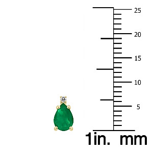14K Yellow Gold 5x3MM Pear Emerald and Diamond Earrings