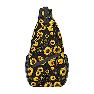 qyopvli Sunflower Sling Bag Crossbody Backpack Hiking Travel Daypack Chest Bag Lightweight Shoulder Bag For Women Men