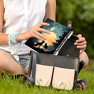 SDMKA Wolves under The Moon Spiral Notebook 1 Subject Durable Detachable Notebook with Water Resistant Cover, 60 Sheets (8.3" x 5.7")