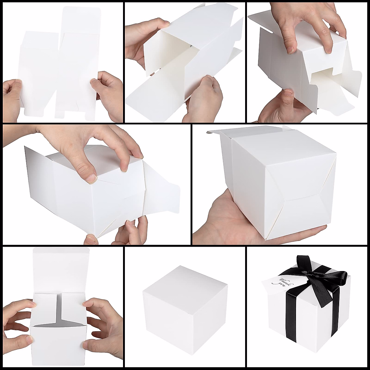 DOYIDE 100 Pack Small Gift Boxes, 2x2x2 Inches Favor Boxes White Paper Gift Boxes with Lids for Presents, Crafting, Cupcake Boxes, Gifts, Candy Boxes for Wedding Party Bridal Shower Baby Shower Favors