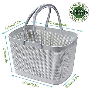 meleg otthon Portable Shower Caddy Basket Shower Caddy Portable Plastic Bathroom Storage Basket with Handle Shower Caddy Bins Organizer for College, Dorm, Bathroom, Garden(Grey, 2Pc