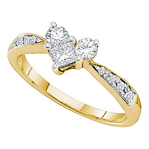 Dazzlingrock Collection 14kt Yellow Gold Womens Princess Diamond Heart Bridal Wedding Engagement Ring 1/2 ctw