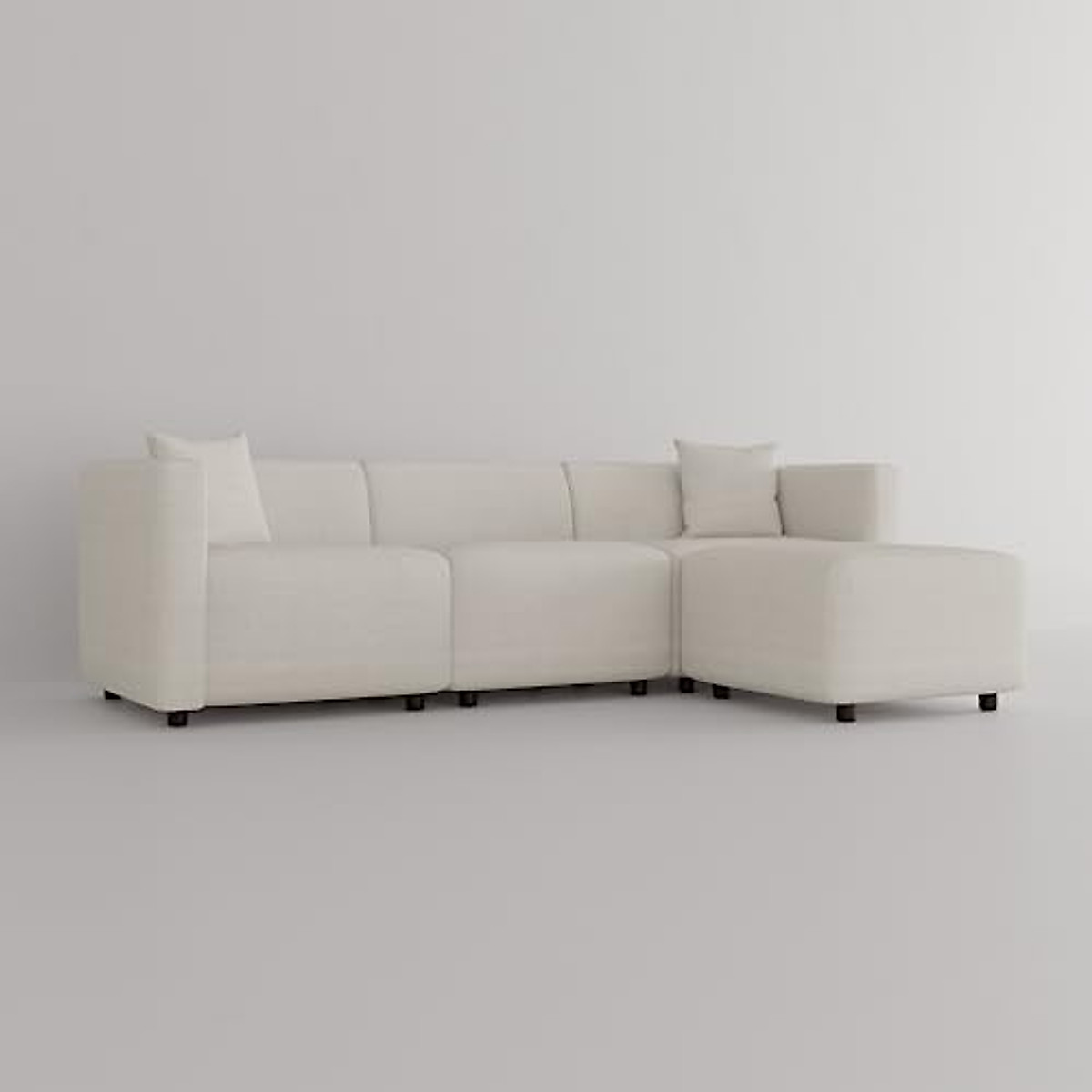 Acanva Modern Small Space Sectional Sofa Set, Linen-Like Fabric Couch, L-Shape - Cream