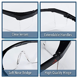 UNCO-Safety Glasses, Anti Fog Safety Glasses with Adjustable Arms, Safety Glasses Anti Fog, Clear Safety Glasses, Lab Safety Glasses, Eye Protection Glasses, Protective Eyewear, Work Glasses