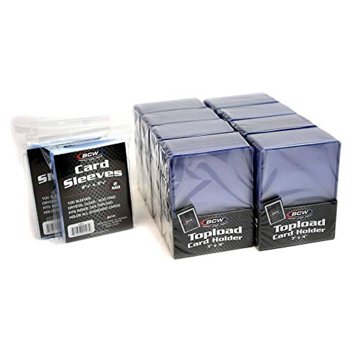 BCW 200 Top Loaders + Penny Sleeves | 200 Each: Trading Card Sleeves & Toploaders for Cards | for Your TCG, Pokemon, MTG Cards, Ultra Clear Baseball Card Protectors for Pro Collectors and Hobbyists