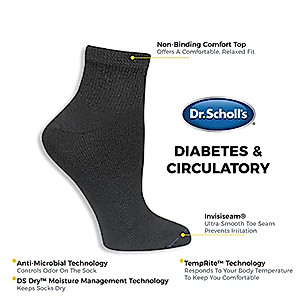 Dr. Scholl's Women Diabetes & Circulator - 4 6 Pair Packs Socks, Black, 10 US
